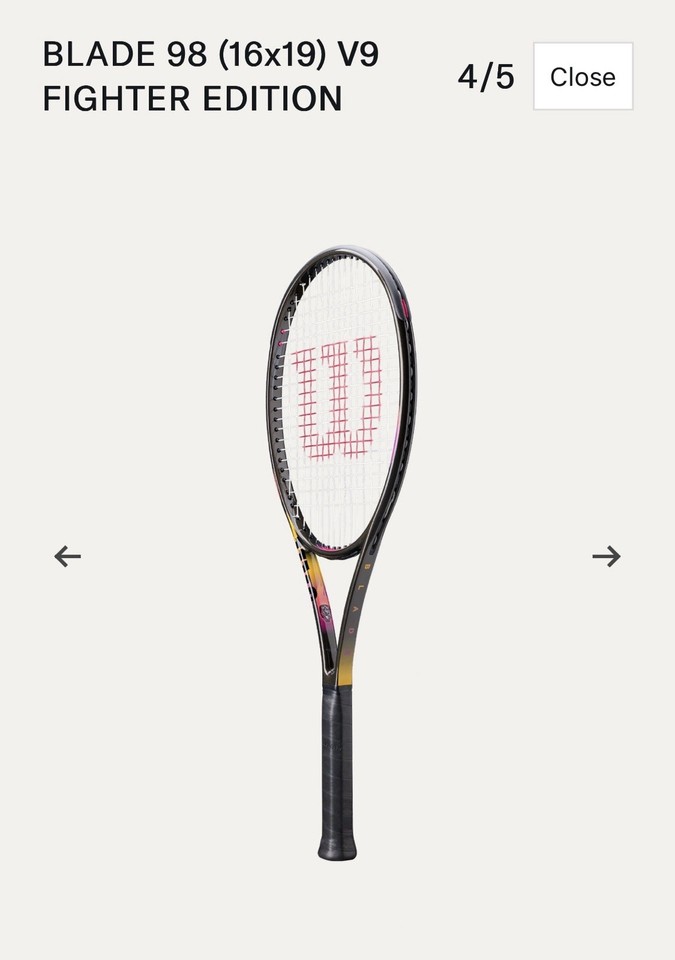 Wilson Blade V9 16x19 Fighter Sabalenka 2025, (size 3）Unstrung tennis ...