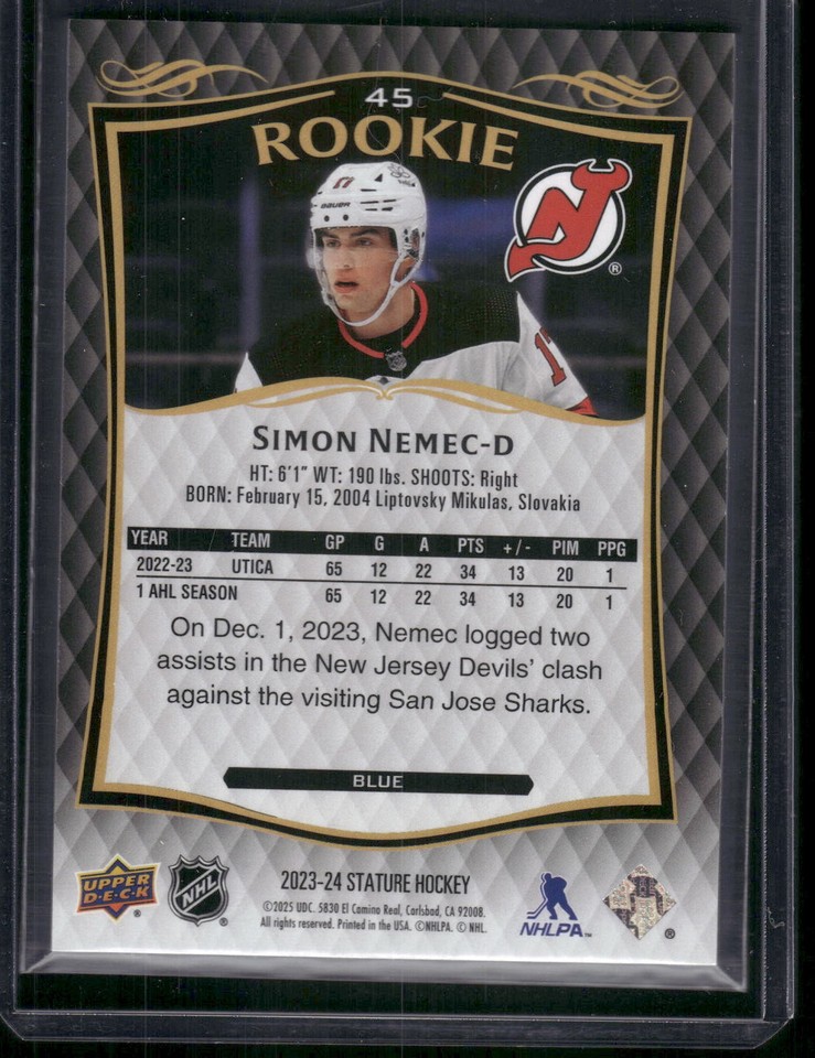 2024-25 Stature Simon Nemec Blue RC /99 | eBay