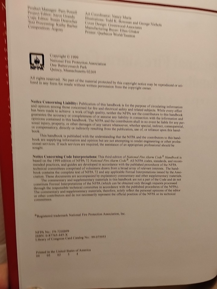 National Fire Alarm Code Book NFPA 72 - 1992 Edition - Hardcover w/ DJ ...