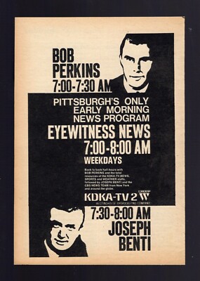 1968 KDKA PITTSBURGH TV NEWS AD ~ BOB PERKINS & JOE BENTI REPORTERS | eBay