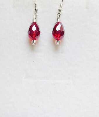 Stunning Ruby Red Teardrop Italian Crystal Drop Earrings | eBay UK