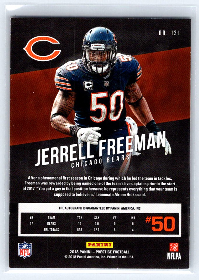 2018 Panini Prestige Jerrell Freeman #131 Autograph Chicago Bears | eBay