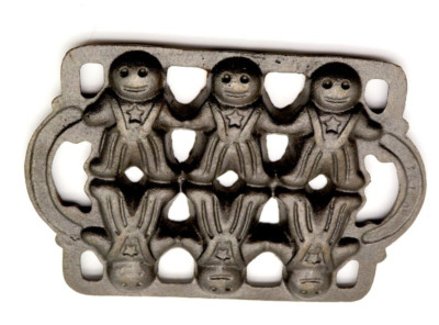 Vintage Cast Iron Gingerbread Man Mold Pan Cookie Baking w 2 Handles 9 ...