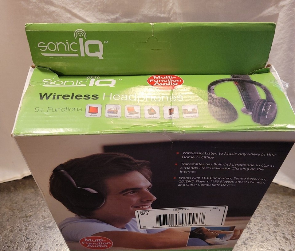 Sonic iQ Wireless Headphones 6+ Multi-Function Audio (Black) | eBay