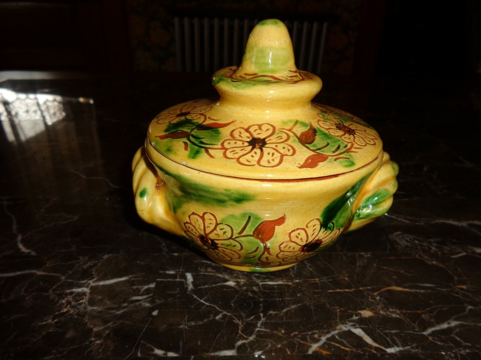 Lester Breininger Pottery Glazed Redware Lidded Sugar Bowl w Rope ...