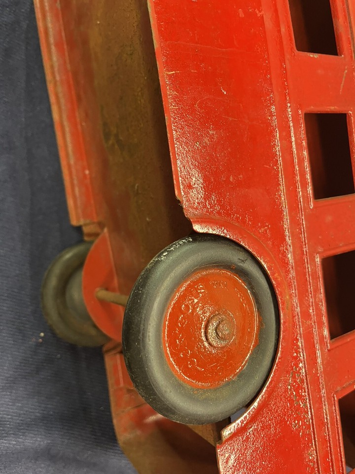 Cor Cor Toys Red Bus Truck Pressed Steel Store Ride On Fifth Wheel | eBay