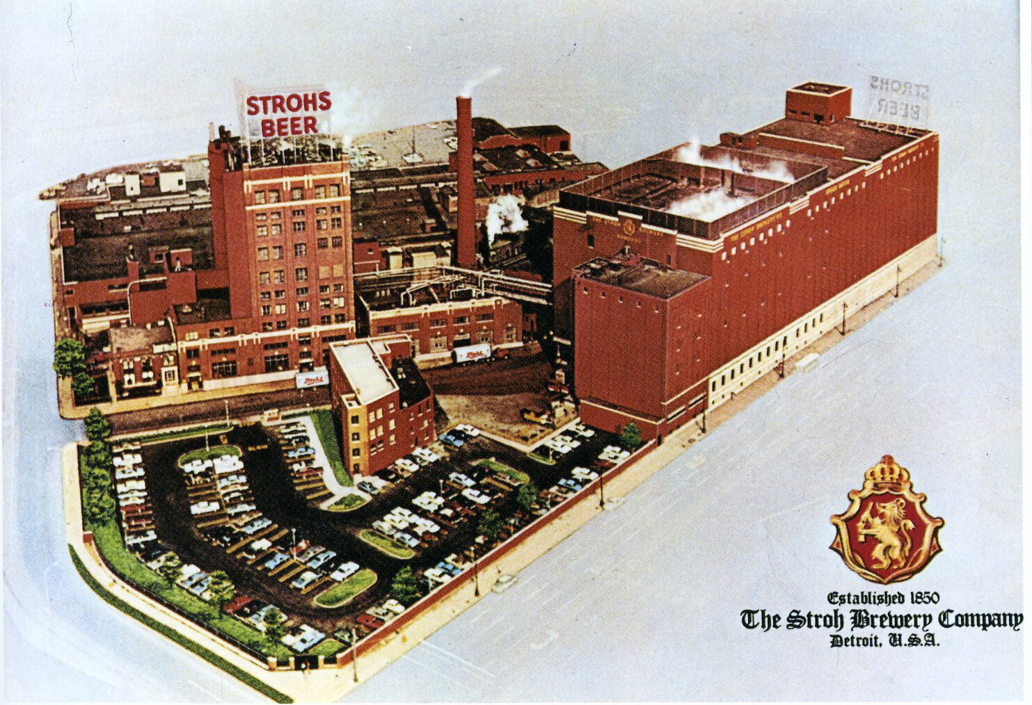 The Stroh Brewing Co. Detroit MI Color Aerial View of the Strohs Beer ...