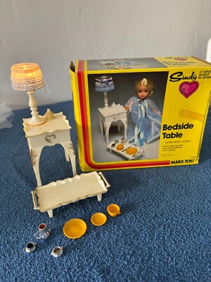 Marx Sindy Doll Vanity, Bedside Table, Lamp Works! Vintage Collectible ...