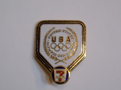 7 Eleven Olympics Pin Vintage Metal Button USOC Committee LA84 Los ...