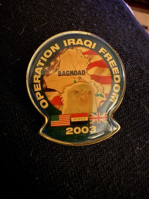 2 Enamel 2003 Operation Iraq Freedom Baghdad Collectible Souvenir Lapel ...