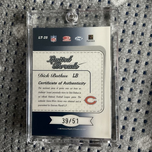 2003 Donruss Leaf Limited Dick Butkus Game Used Patch Auto /51! Bears ...