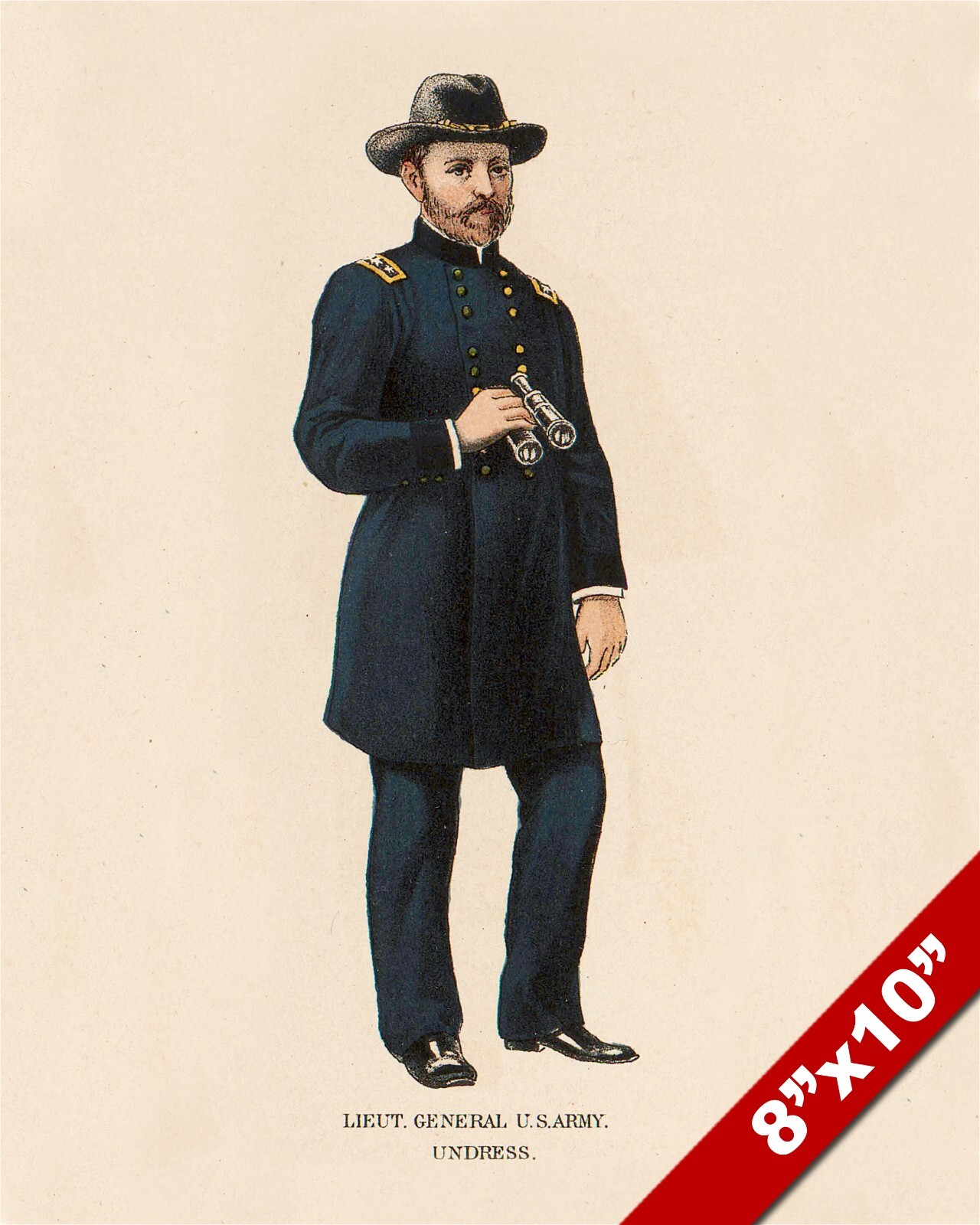 US CIVIL WAR UNION ARMY LIEUT GENERAL UNIFORM PAINTING ART REAL CANVAS ...