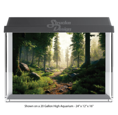 Landscape Dark Forest Polyester Fish Tank Glass Backdrop Aquarium ...