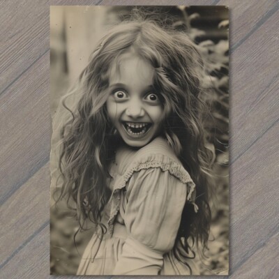 FLATCARD Young Girl Angry Screaming Face Vintage Vibe Wild Crazy ...