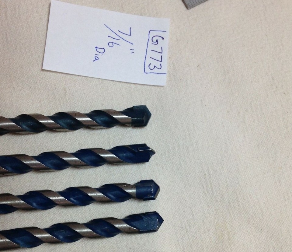 4 NEW 7/16" GERMANY MASONARY DRILL BITS CARBIDE TIPPED BIT BLUE. .390 ...