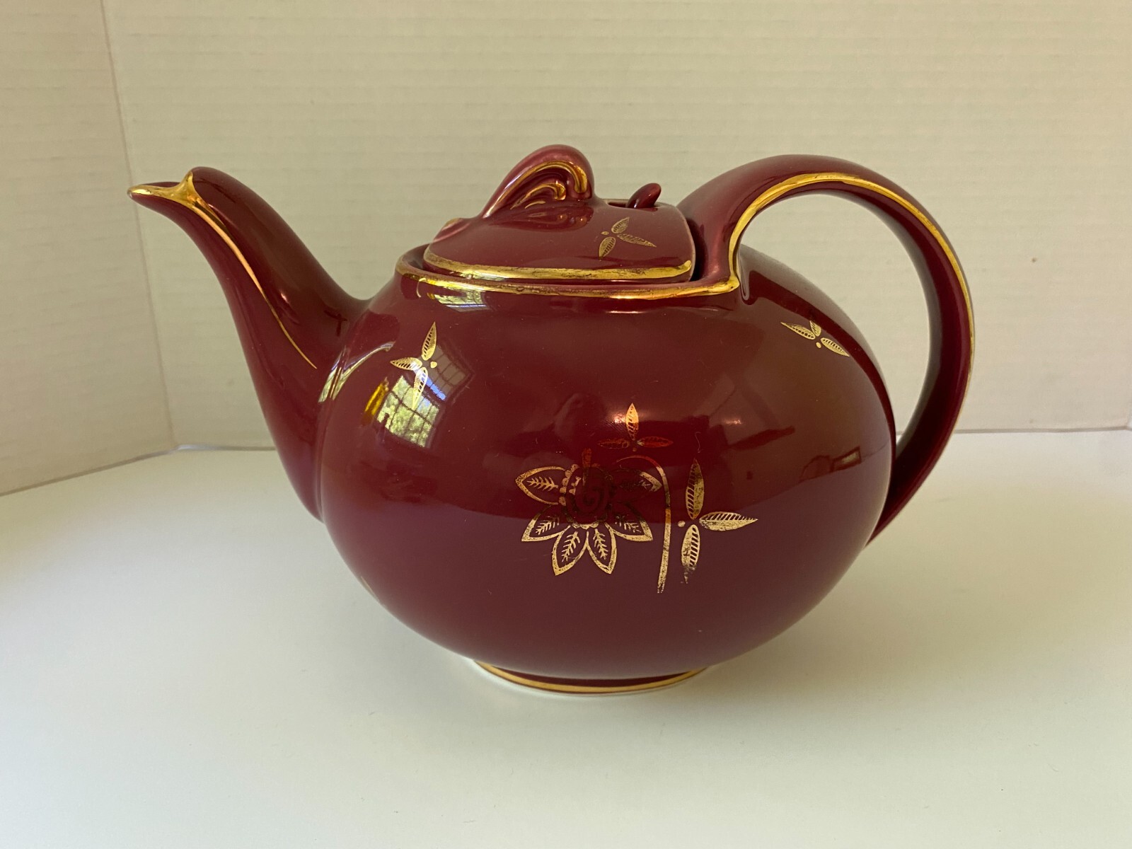 Hall Teapot Maroon Red Gold Filigree F25 | eBay