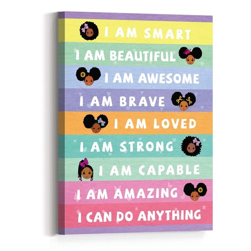Affirmation Wall Decor,I Am Smart Black Girl Affirmation Inspirational ...