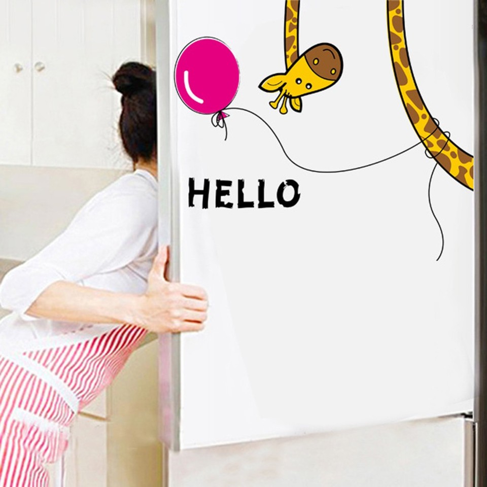 Cartoon Giraffe Sticker Removable Wall Decals for Refrigerator Door ...
