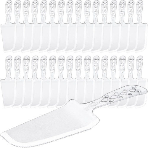 50 PCS Disposable Plastic Cake Cutter & Server - Clear 8x2.3 In Pie ...