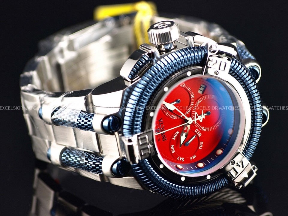 New Invicta Mens 50mm Reserve KING PYTHON SWISS Chronograph RED DIAL SS ...