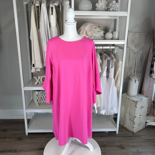 Caroline Rose Women's Size M Pink Punch Sheath Dress w/ Bell Sleeve ...