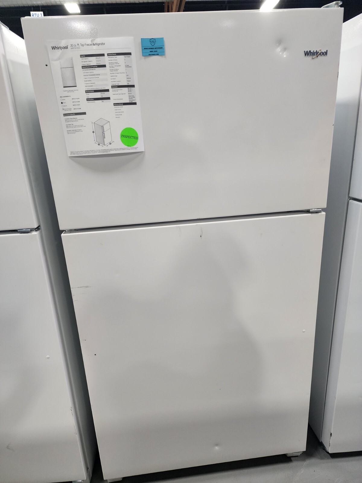 Whirlpool WRT311FZDW 33" White Top Freezer Refrigerator | eBay