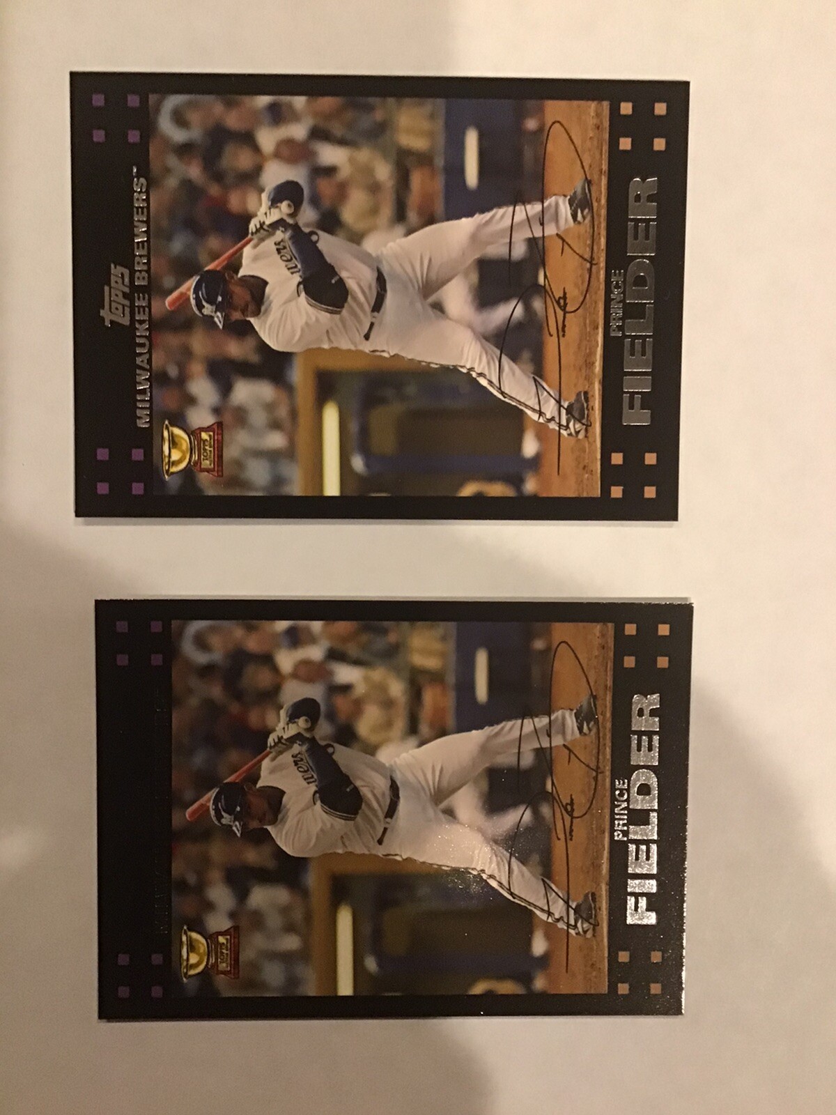 (2) 2007 Topps #139 Prince Fielder All Star Rookie Gold Cup Milwaukee ...