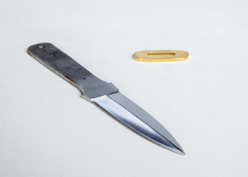 Coffin Boot Knife Dagger 8.5" OA Blank Stainless, Brass Guard SHARP ...