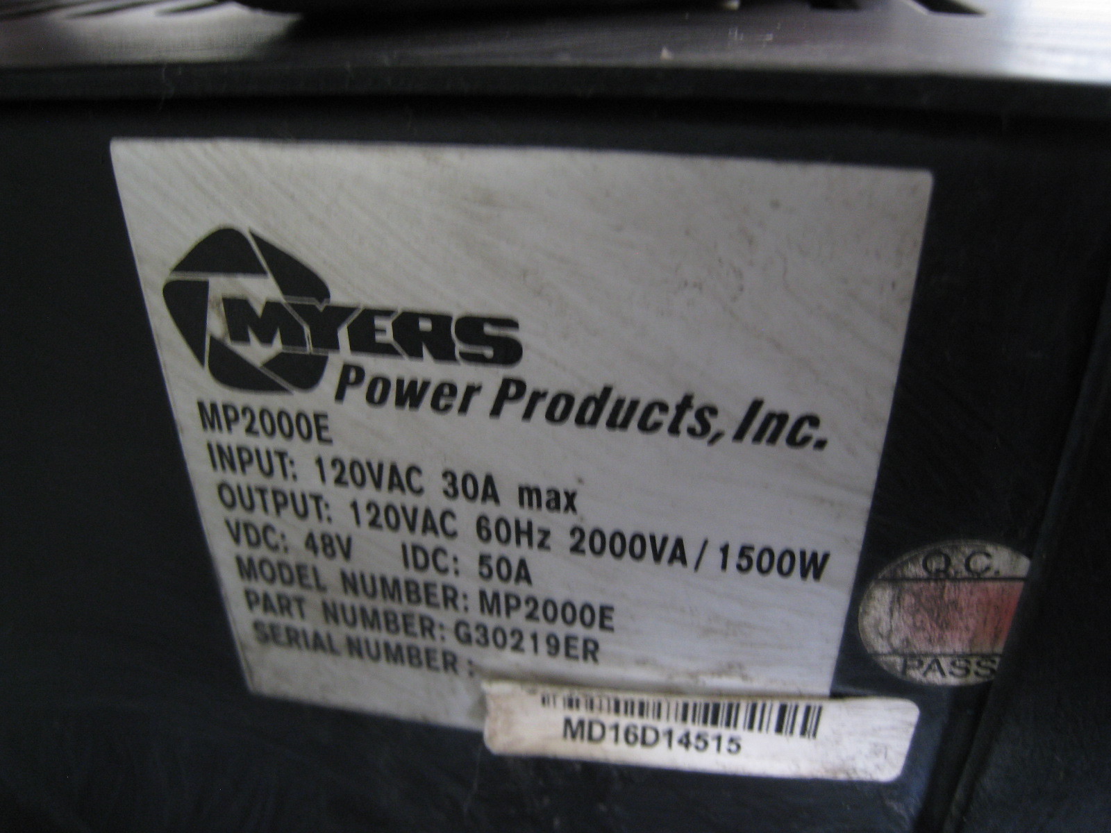 Myers Power Products Inc. MP2000E Traffic Signal Battery Backup System ...