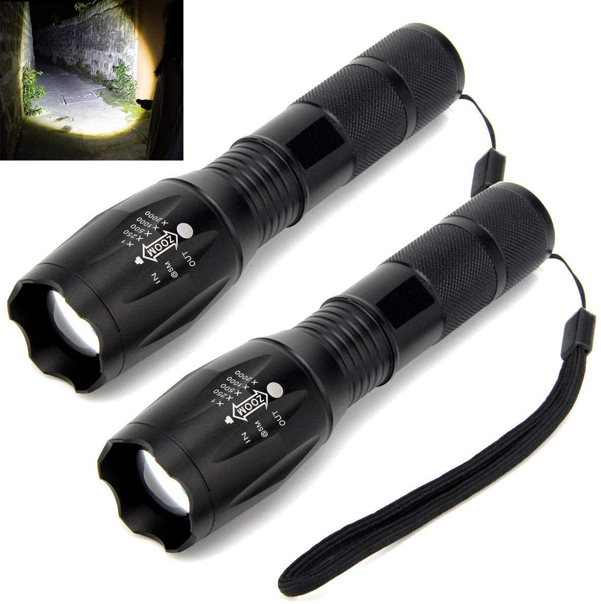 4Pack Tactical LED 18650 Flashlight Torch Military High Powered 5Modes ...