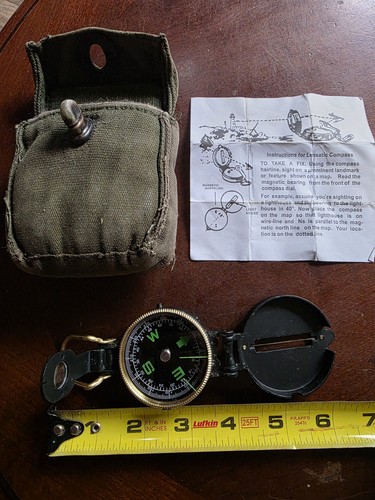 Vintage Engineer Directional Compass With Padded Pouch And Instructions ...