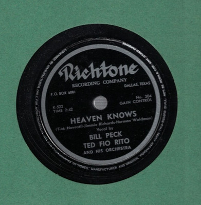 BILL PECK TED FIO RITO HEAVEN KNOWS SWELL WHILE IT LASTED RICHTONE 10 ...