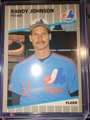 1989 FLEER #381 RANDY JOHNSON RC MONTREAL EXPOS - MLB HOF GREAT - BLK ...