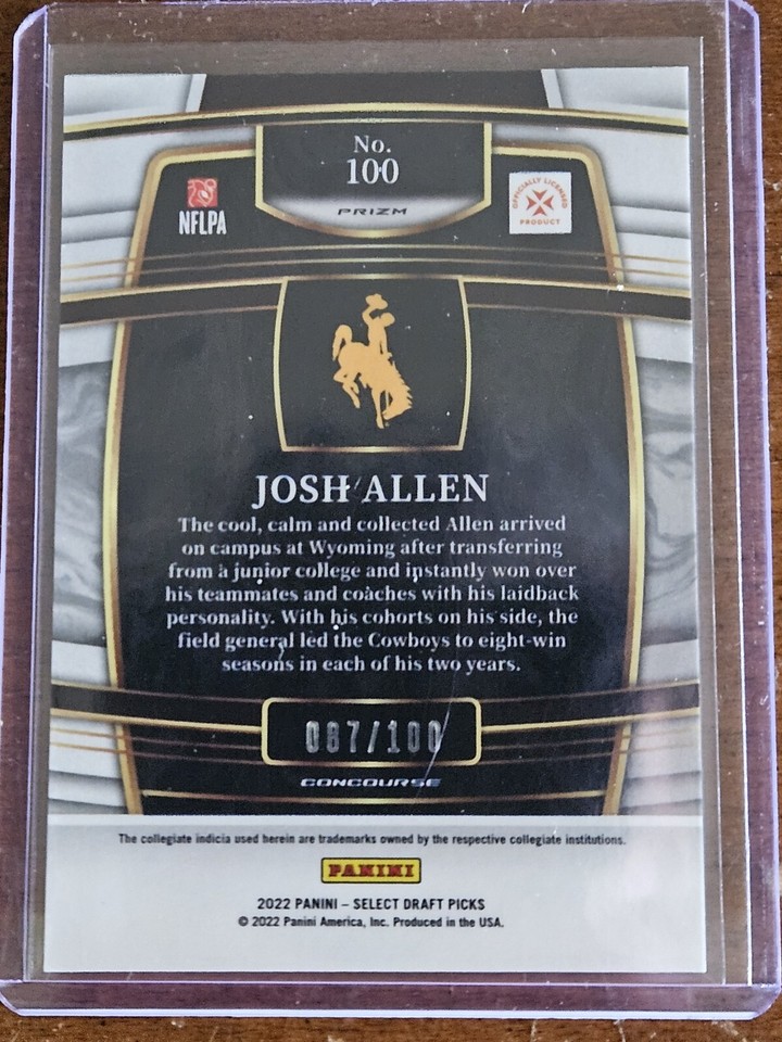 2022 Panini Select Draft Picks Josh Allen Prizm Squares Bills Wyoming ...