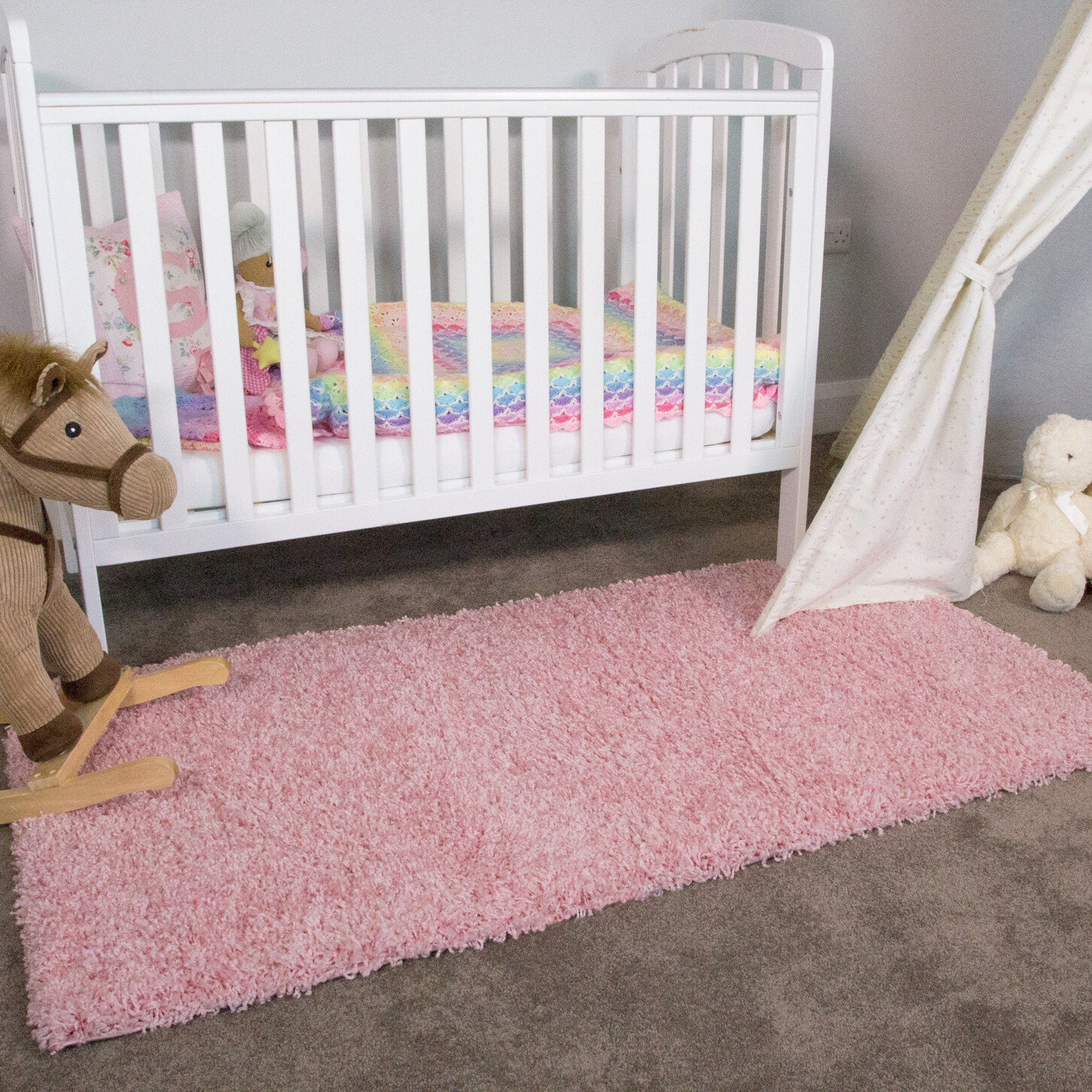 Girls Pink Rugs | Blush Shaggy Rugs | Cheap Rugs For Girls Bedroom ...