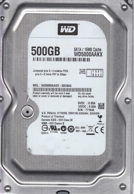 500 GB SATA Western Digital WD5000AAKX-00U6AA0 7200rpm 16MB 3,5 ...