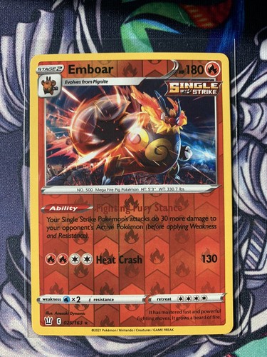 Pokemon TCG - EMBOAR - 025/163 Reverse Holo Rare Evolving Skies NM/M ...