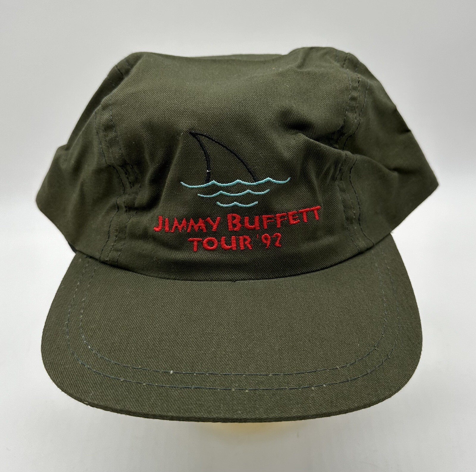 Vintage 1992 Jimmy Buffett Tour 92 Shark Fin Army Green Hat Strapback ...