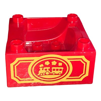 Duplo train part- decorated red train box with train-combined shipping ...