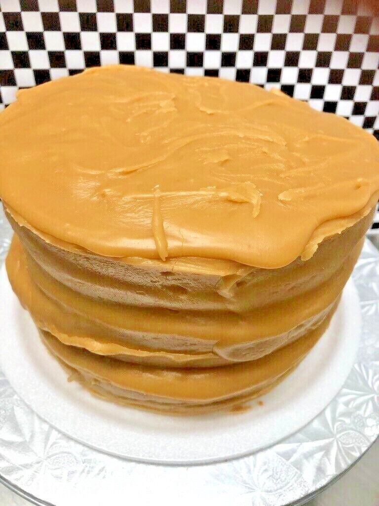 Old fashioned Caramel Fudge Cake with 4 Rich & Moist Yellow Layers ...