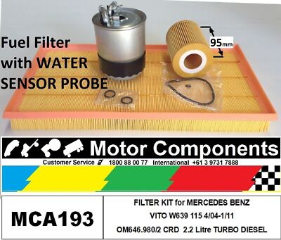FILTER KIT for MERCEDES VITO W639 115 OM646.980/2 2.2L TURBO DIESEL 4/ ...