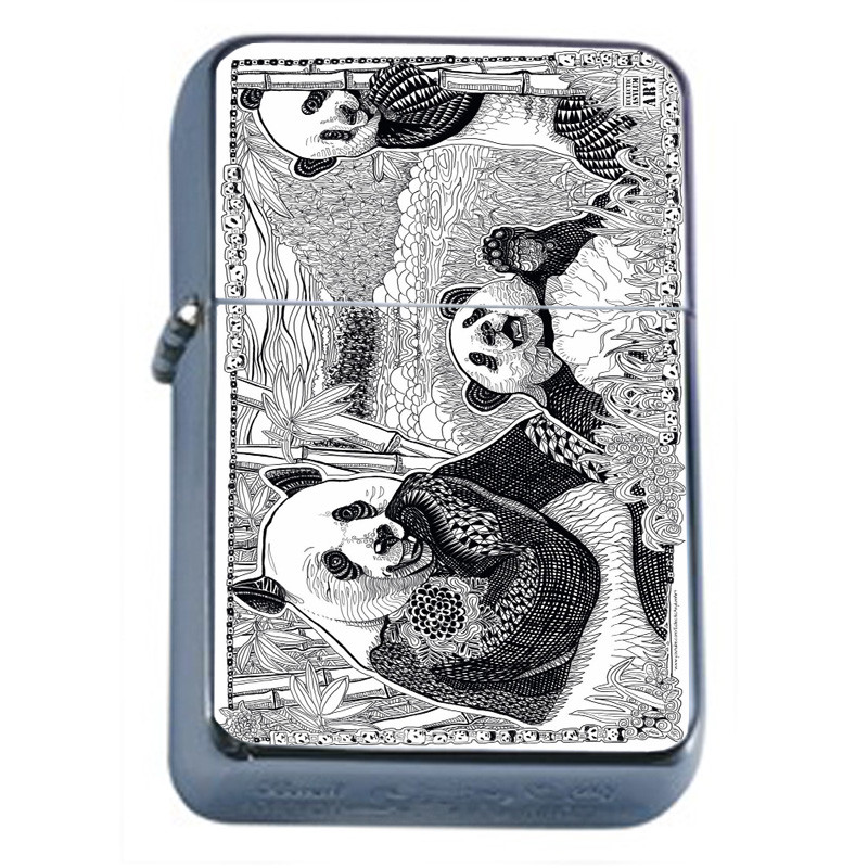 Panda Em1 Flip Top Oil Lighter Wind Resistant With Case | eBay
