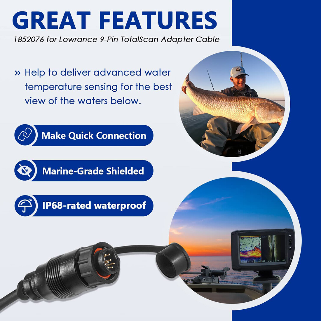 for Minn Kota MKR-US2-16 Lowrance Adapter Cable 1852076 Universal Sonar 2 9 Pin | eBay