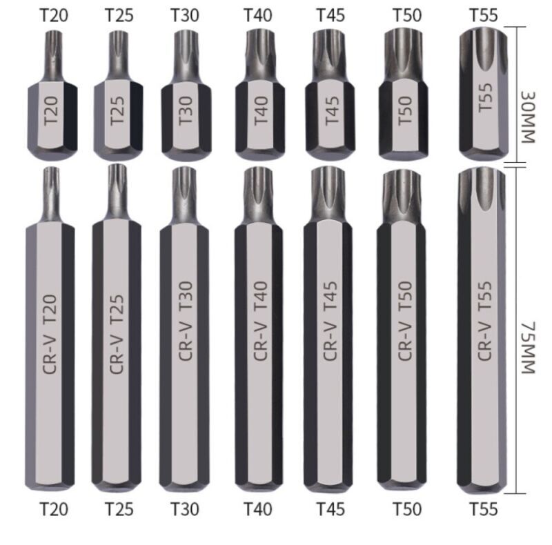 40Pcs/set Drive Male Female Torx Torque Tork Star Bits Chrome Sockets ...