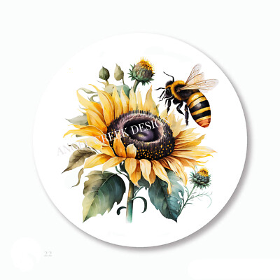 Honeybee on Sunflower Scrapbook Stickers Envelope Seals Sunflower ...