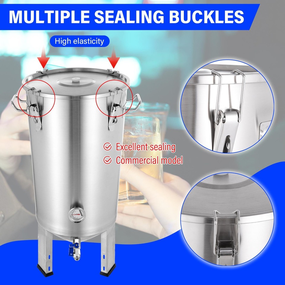 30L Stainless steel Brew Bucket Edition Conical Fermenter Home Brew ...