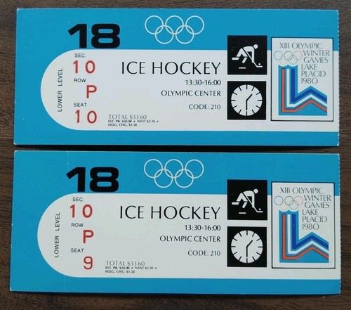 (2) 1980 Lake Placid XIII Winter Olympic Games Ice Hockey Lower Level ...