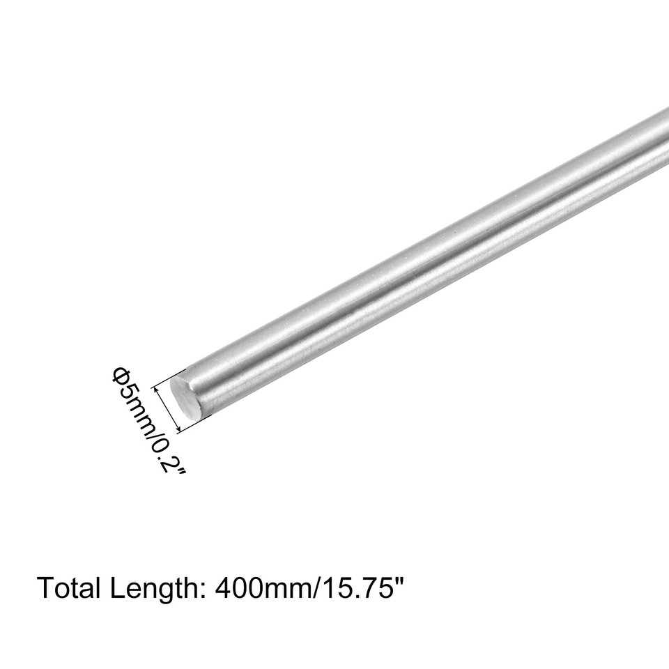304 Stainless Steel Round Rods, 5mm x 400mm Solid Shaft Rods, Pack of 4 ...