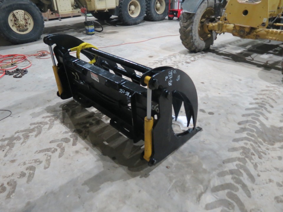 84 Inch skid steer MS Attachments root rake grapple Heavy Duty Cat Case ...