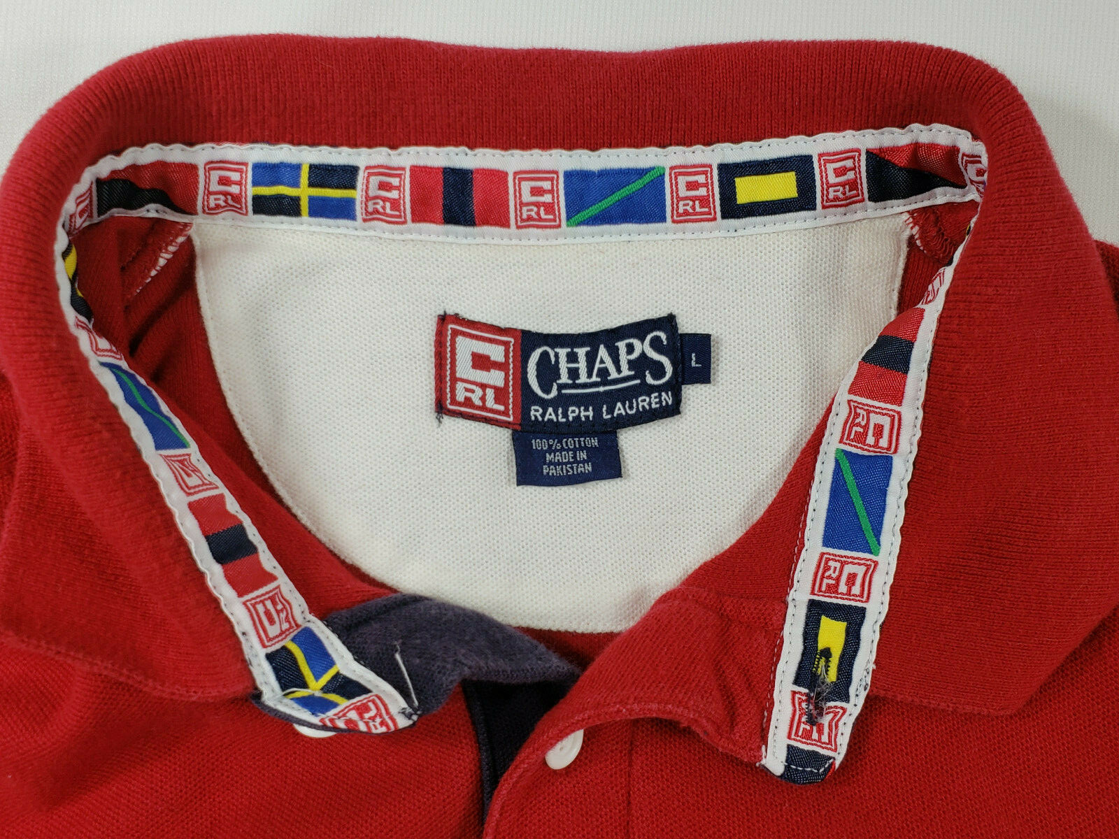 Rare VTG Chaps Ralph Lauren CRL Rugby Polo Shirt Crest Logo Men’s Large ...